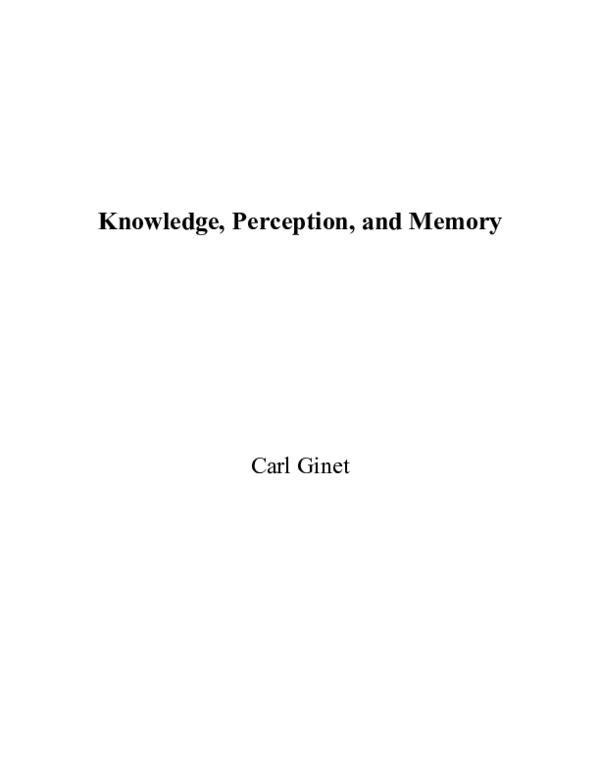 (PDF) Knowledge, Perception, and Memory