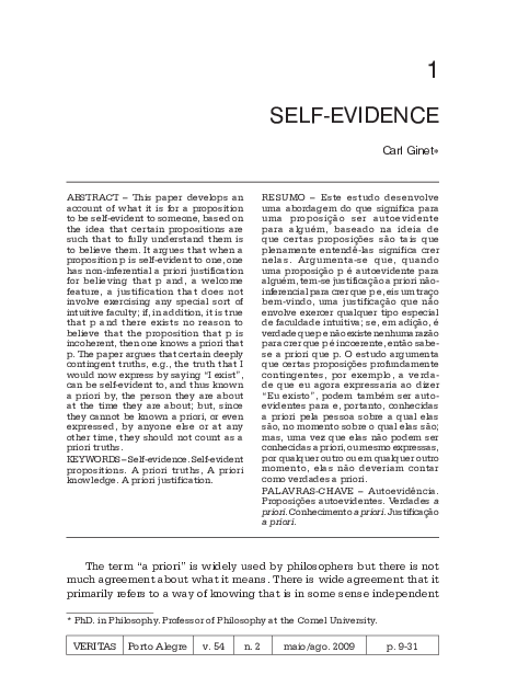 (PDF) Self-Evidence | Carl Ginet - Academia.edu