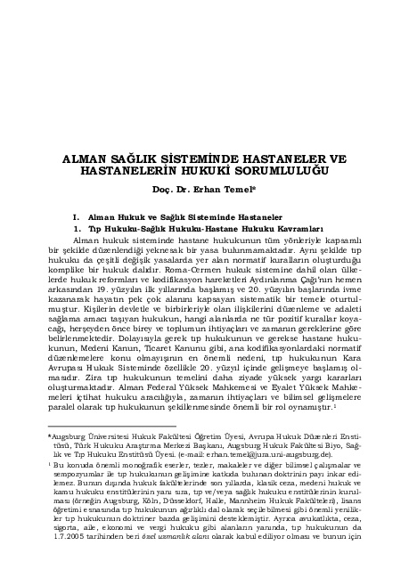 (PDF) Alman Sağlik Si̇stemi̇nde Hastaneler Ve Hastaneleri̇n Hukuki̇ ...