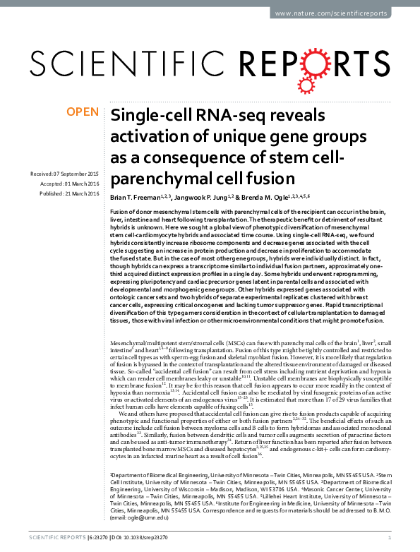 (PDF) Single-cell RNA-seq reveals activation of unique gene groups as a ...