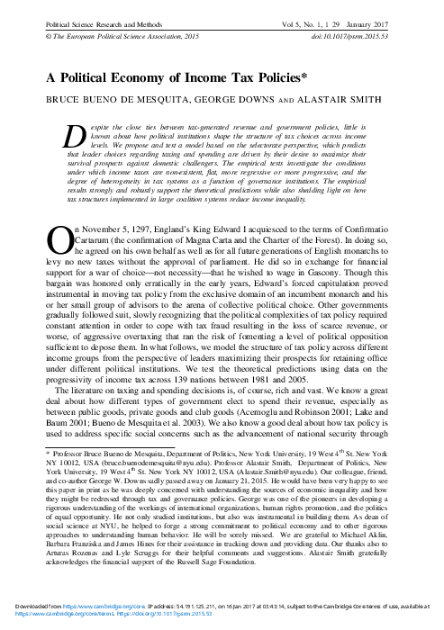 (PDF) A Political Economy of Income Tax Policies