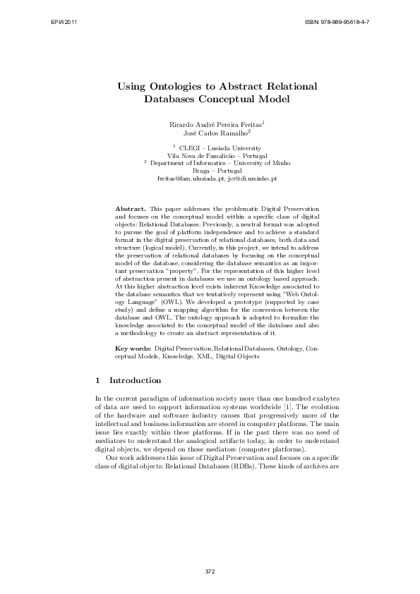 (PDF) Using ontologies to abstract relational databases conceptual model | José Carlos Ramalho ...
