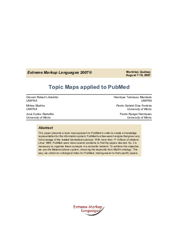 (PDF) Topic maps applied to PubMed