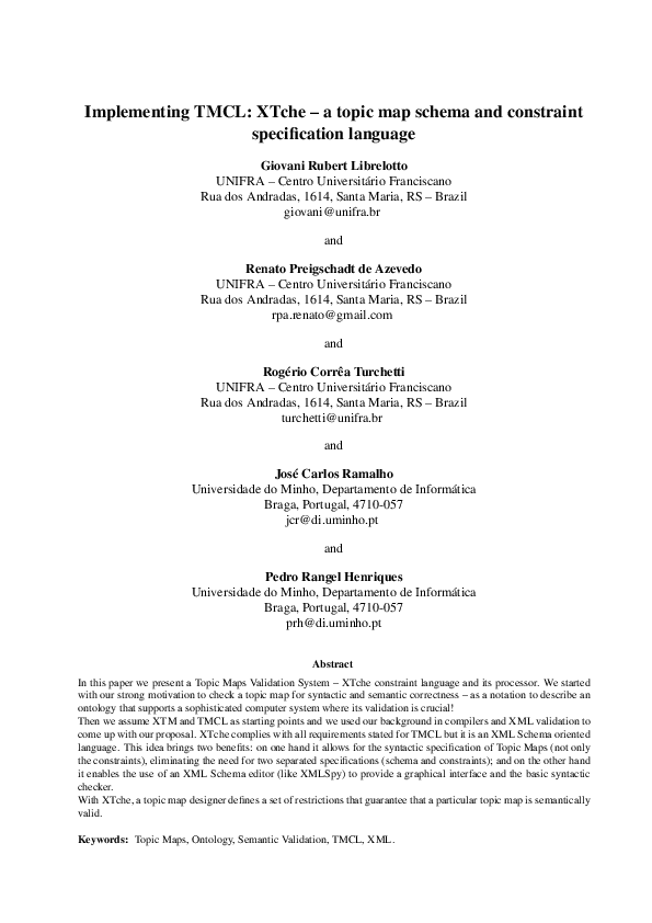 (PDF) Implementing TMCL: XTche: a topic map schema and constraint ...