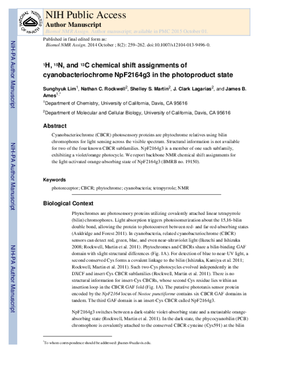 (PDF) 1H, 15N, and 13C chemical shift assignments of ...