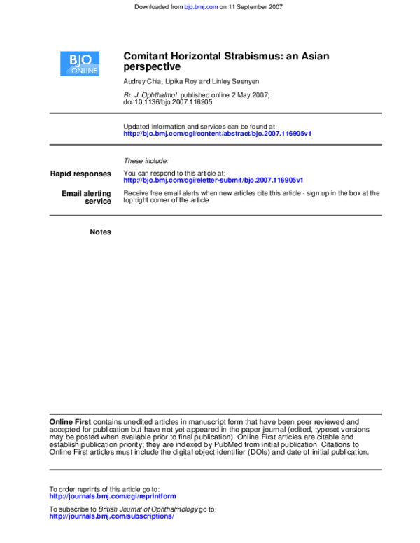 (PDF) Comitant horizontal strabismus: an Asian perspective