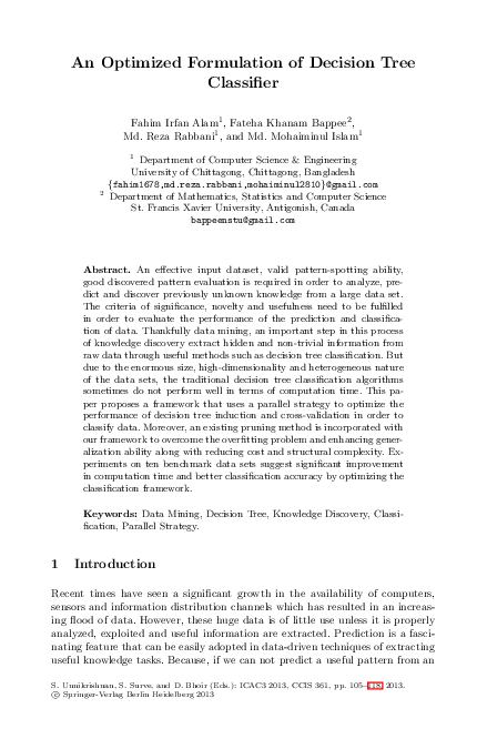 (PDF) An Optimized Formulation of Decision Tree Classifier
