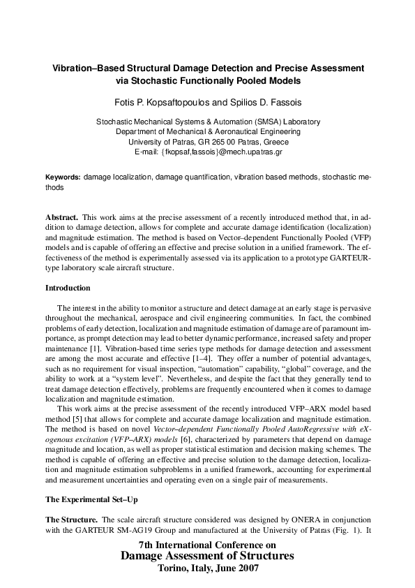 (PDF) Vibration–Based Structural Damage Detection and Precise ...
