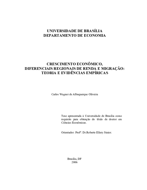 (DOC) Crescimento econômico, diferenciais regionais de renda e migração ...
