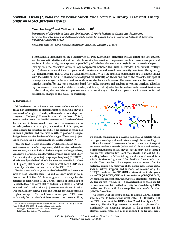 (PDF) Stoddart−Heath [2]Rotaxane Molecular Switch Made Simple: A ...