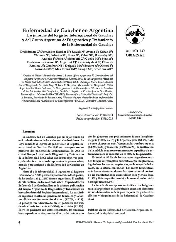 (PDF) Enfermedad de Gaucher en Argentina Un informe del Registro ...