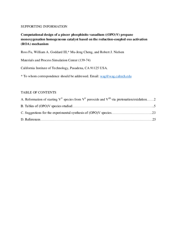 (PDF) Computational Design of a Pincer Phosphinito Vanadium ((OPO)V ...