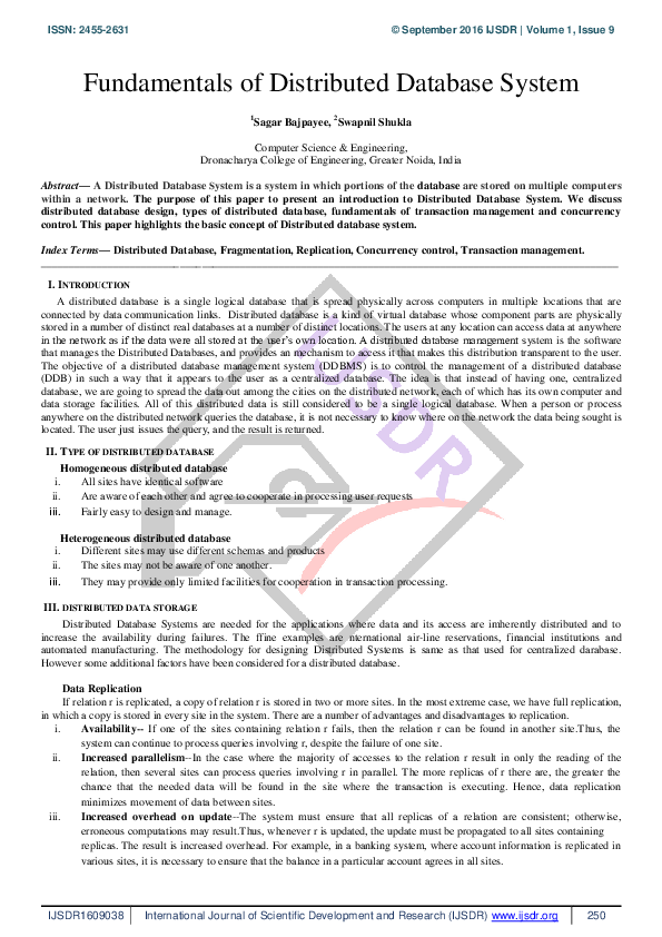 (PDF) Fundamentals of Distributed Database System