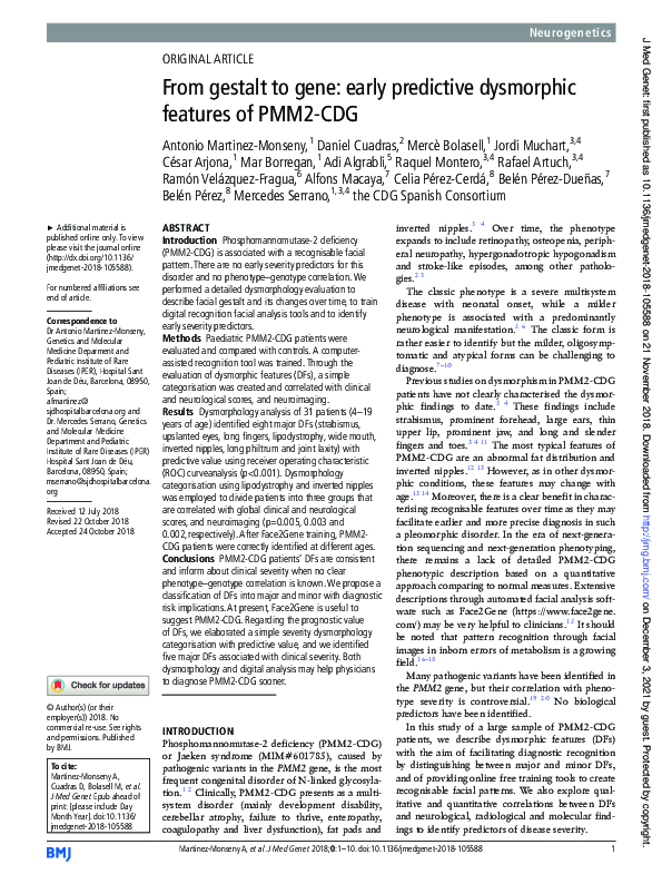 (PDF) From gestalt to gene: early predictive dysmorphic features of ...