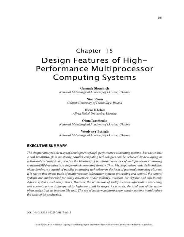 (PDF) Design Features of High-Performance Multiprocessor Computing Systems