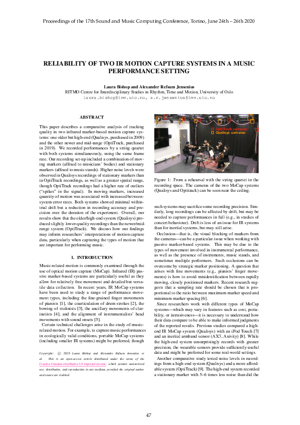 (PDF) Reliability of two IR motion capture systems in a music ...