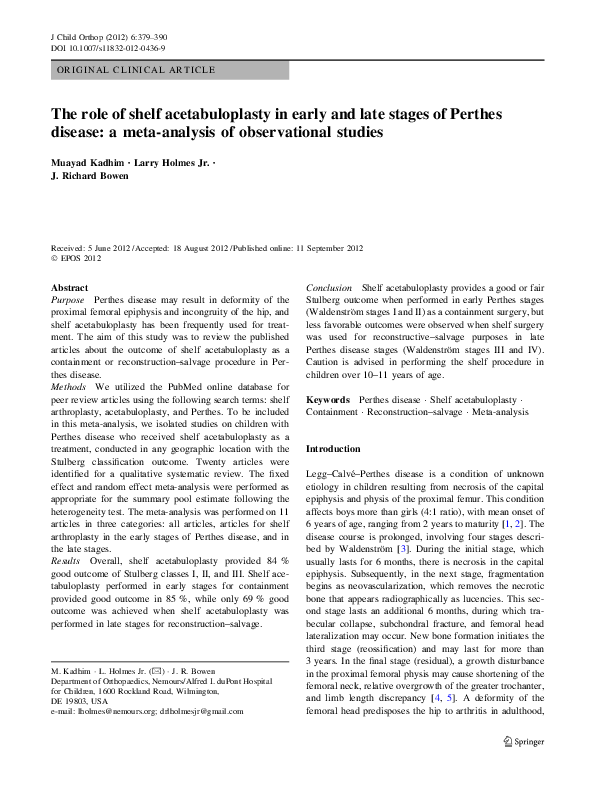 (PDF) The role of shelf acetabuloplasty in early and late stages of ...
