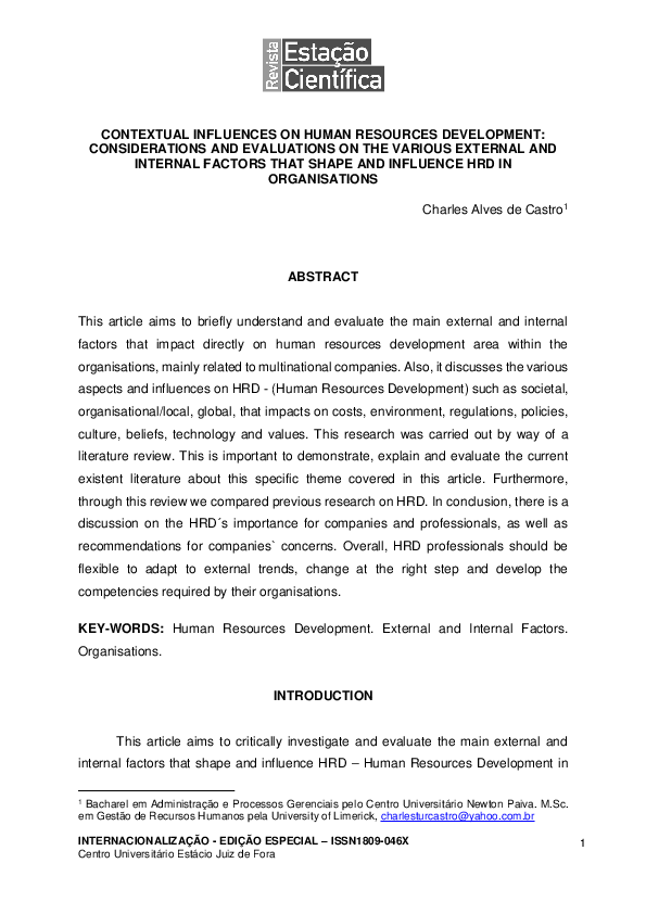(PDF) Contextual Influences on Human Resources Development