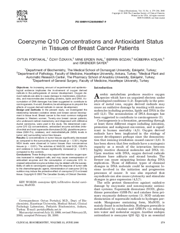 (PDF) Coenzyme Q10 concentrations and antioxidant status in tissues of ...