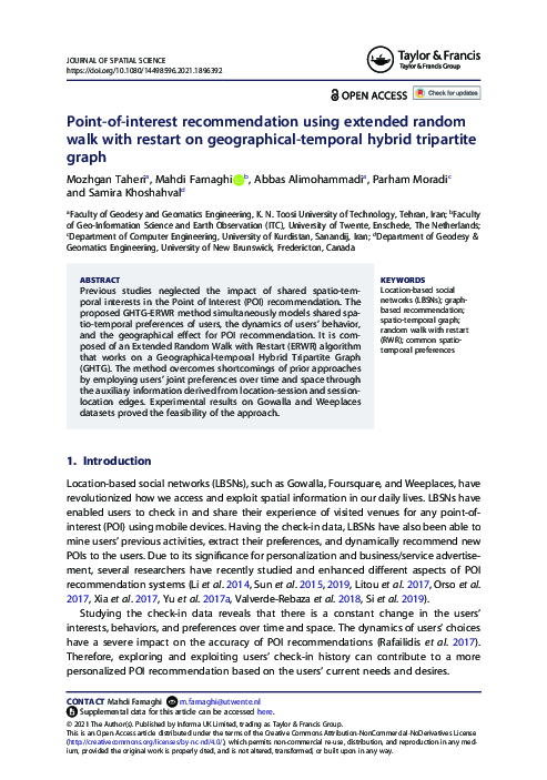 (PDF) Point-of-interest recommendation using extended random walk with restart on geographical ...