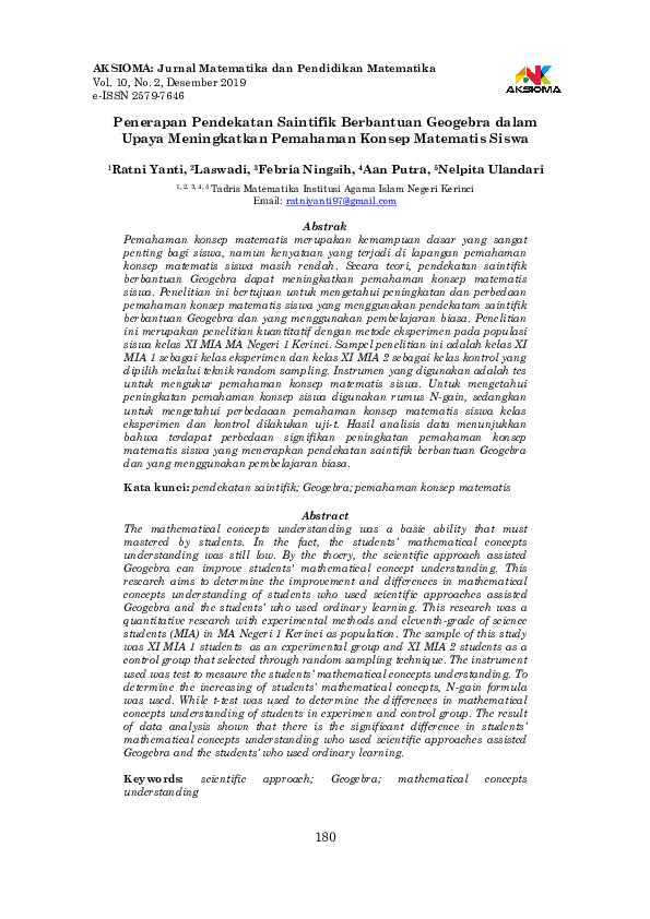 (PDF) Penerapan pendekatan saintifik berbantuan geogebra dalam upaya meningkatkan pemahaman ...