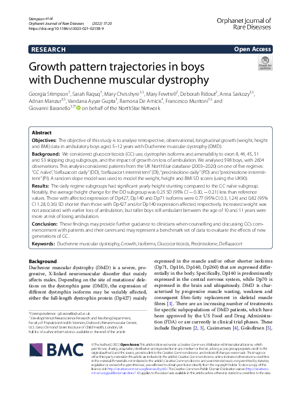 (PDF) Growth pattern trajectories in boys with Duchenne muscular dystrophy