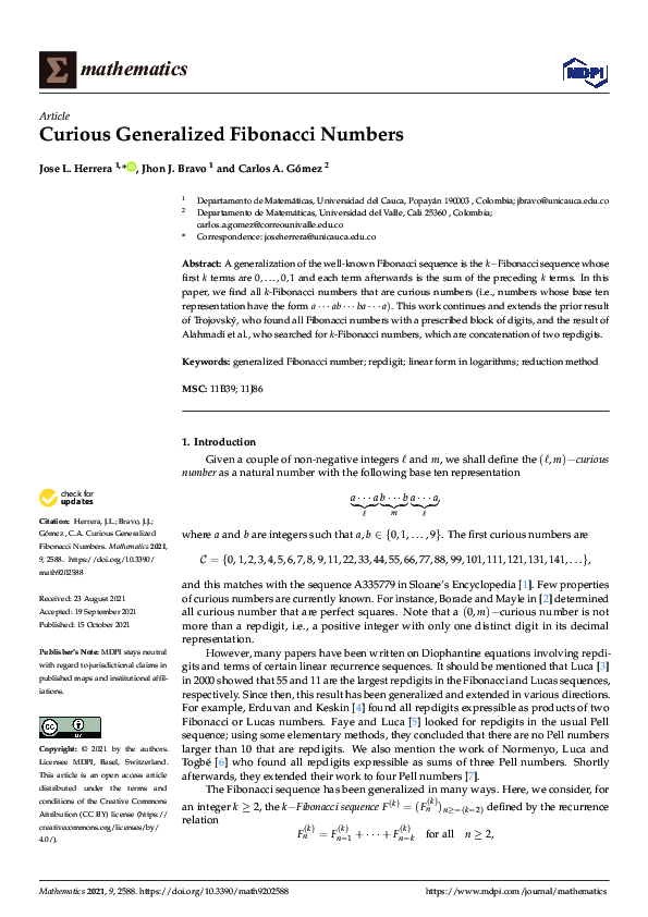 (PDF) Curious k-Fibonacci Numbers and Patterns