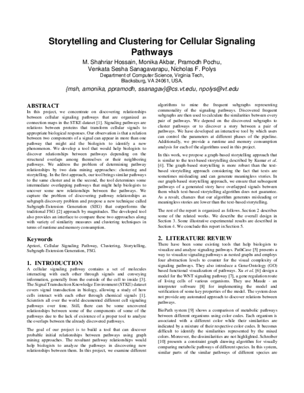 (PDF) Storytelling and Clustering for Cellular Signaling Pathways