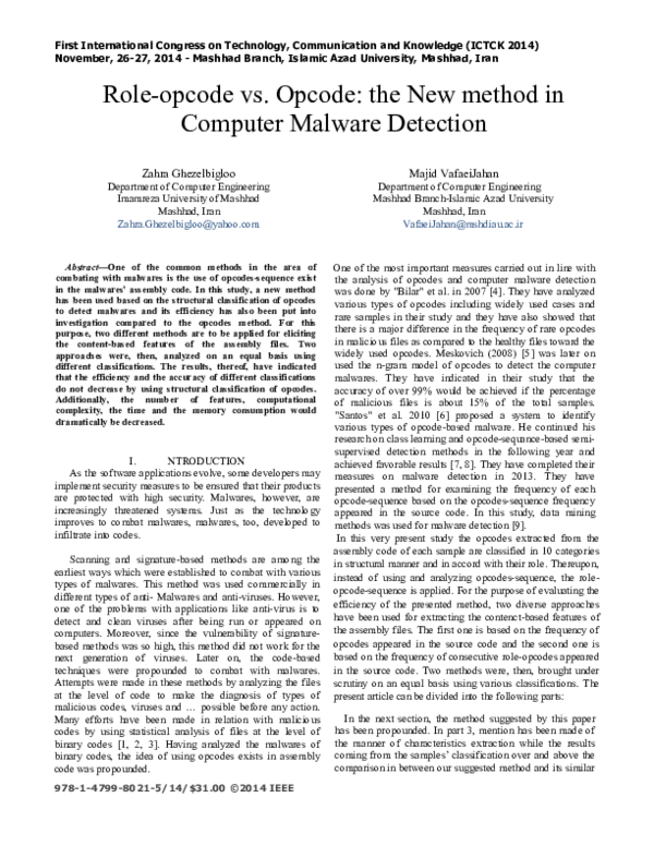 Pdf Role Opcode Vs Opcode The New Method In Computer Malware Detection 4587