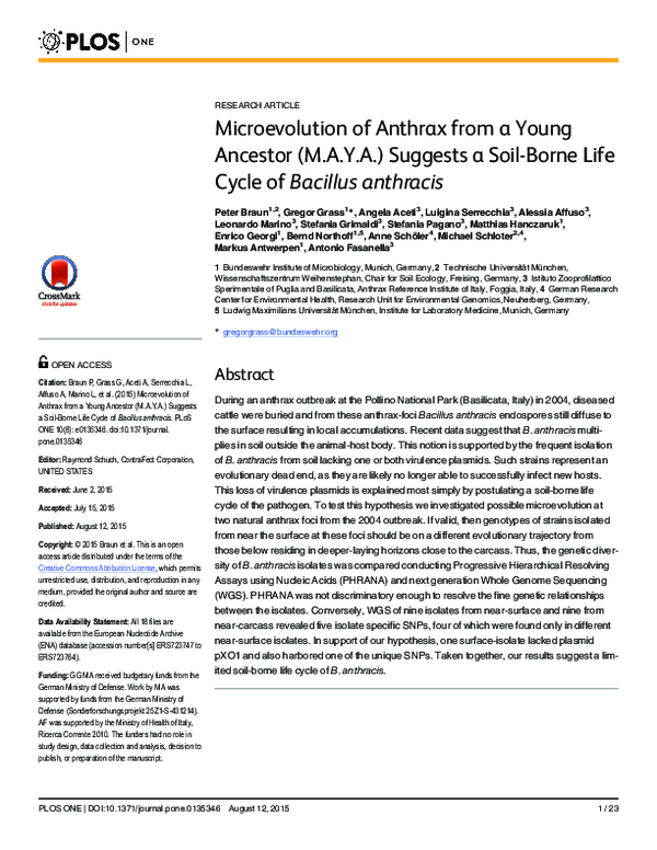 (PDF) Microevolution of Anthrax from a Young Ancestor (M.A.Y.A ...