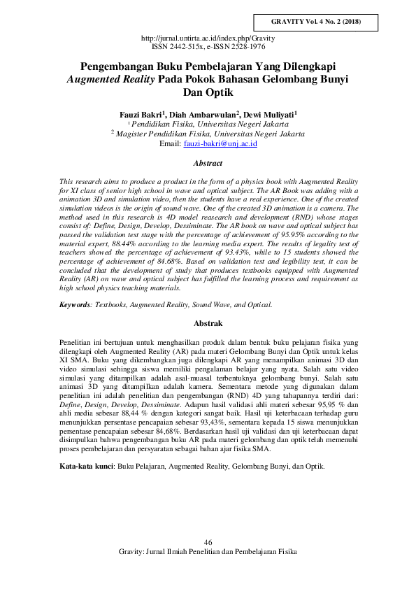 (PDF) Pengembangan Buku Pembelajaran Yang Dilengkapi Augmented Reality Pada Pokok Bahasan ...