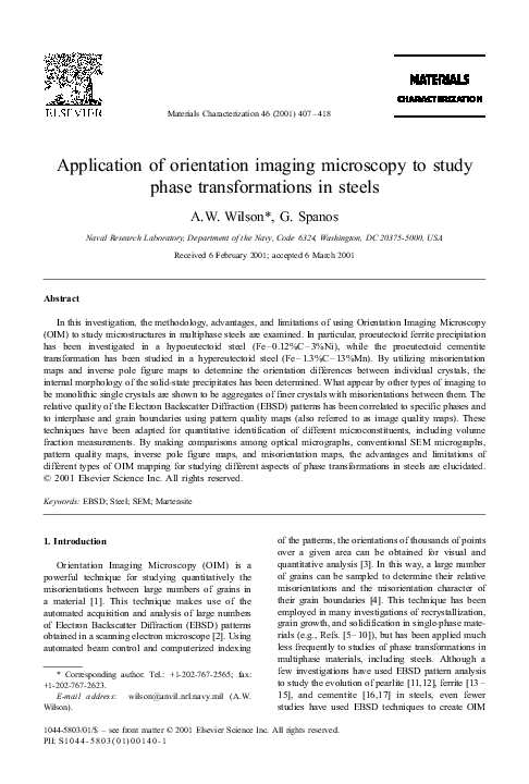 (PDF) Application of orientation imaging microscopy to study phase ...