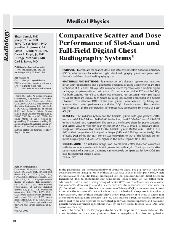 (PDF) Comparative scatter and dose performance of slot-scan and full ...