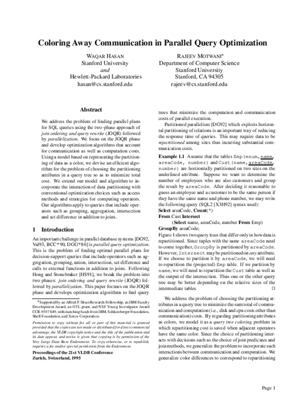 (PDF) Coloring Away Communication in Parallel Query Optimization