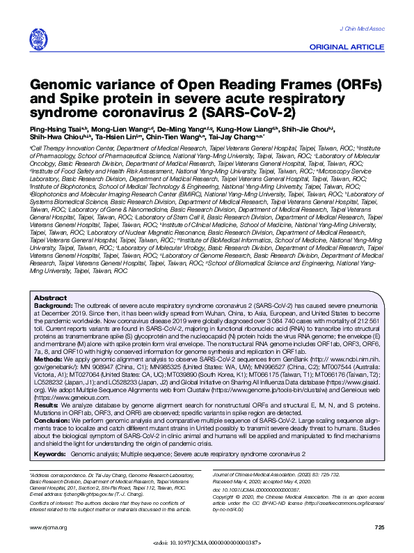 (PDF) Genomic variance of Open Reading Frames (ORFs) and Spike protein ...
