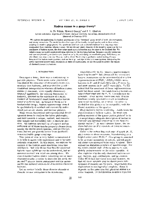 (PDF) Hadron masses in a gauge theory