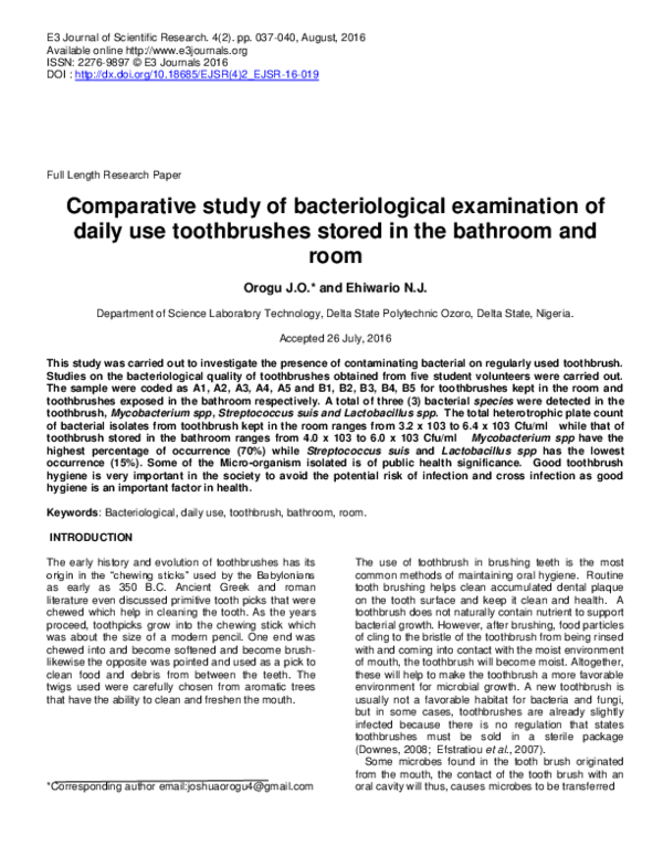 (PDF) Comparative study of bacteriological examination of daily use ...