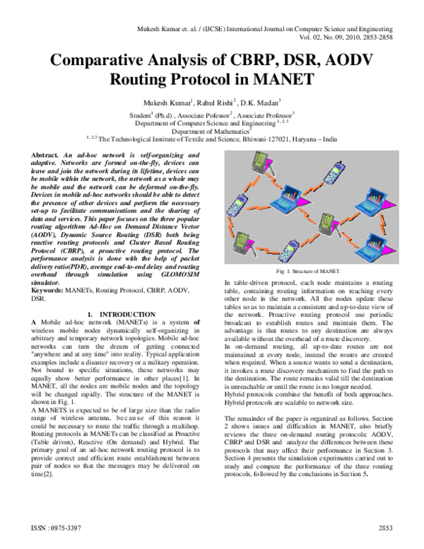 Pdf Comparative Analysis Of Cbrp Dsr Aodv Routing Protocol In Manet