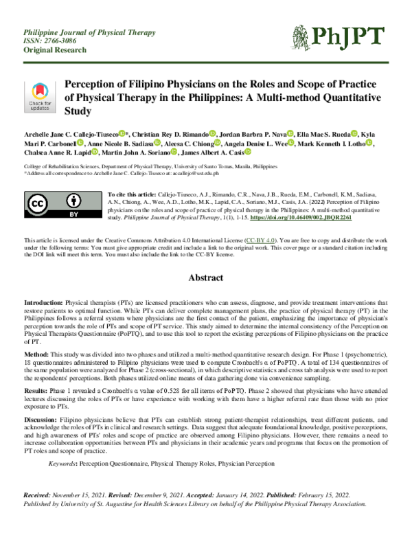 (PDF) Perception of Filipino physicians on the roles and scope of ...
