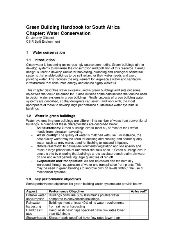 (PDF) Green Building Handbook for South Africa Chapter: Water ...