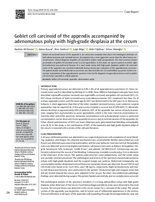 (PDF) Goblet cell carcinoid of appendix accompanied by adenomatous ...