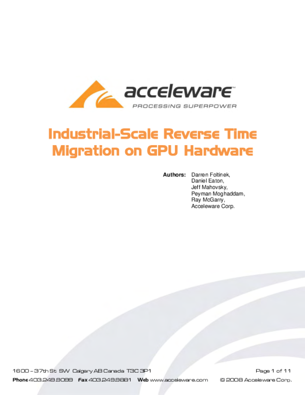 (PDF) Industrial‐scale reverse time migration on GPU hardware