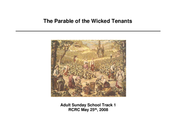 (PDF) The Parable of the Wicked Tenants