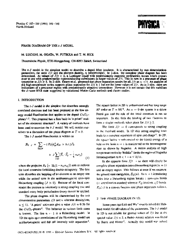 (PDF) Phase diagram of the t-J model