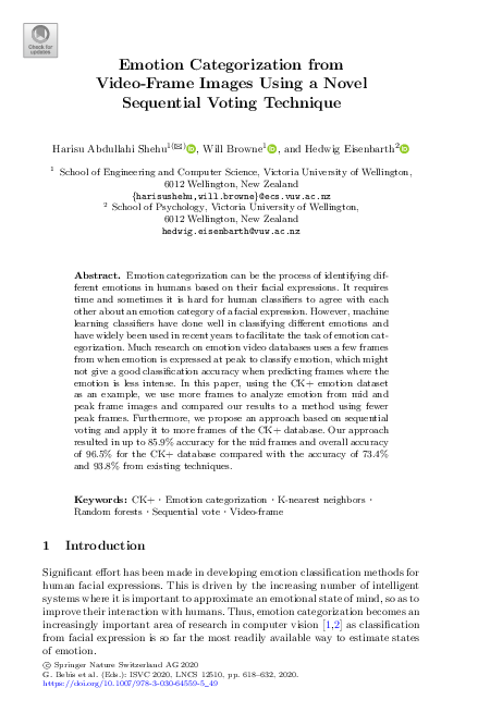 (PDF) Emotion Categorization from Video-Frame Images Using a Novel Sequential Voting Technique