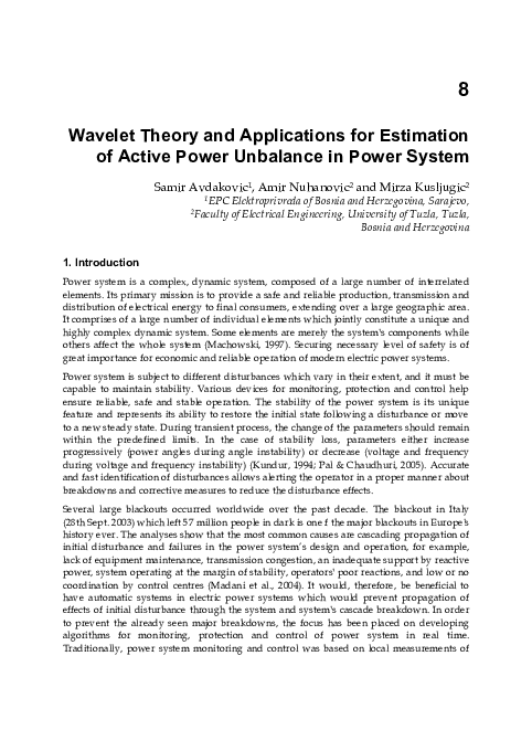 (PDF) Wavelet Theory and Applications for Estimation of Active Power ...