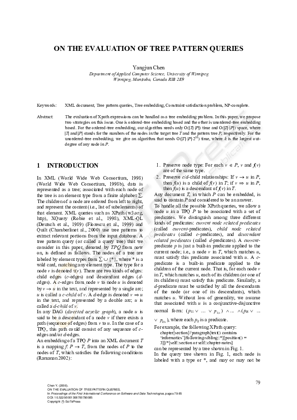 Pdf On The Evaluation Of Tree Pattern Queries Yangjun Chen