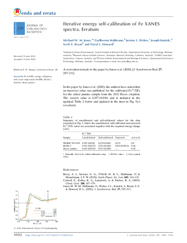(PDF) Iterative energy self-calibration of Fe XANES spectra