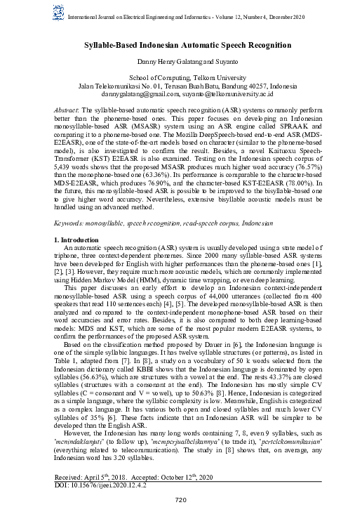 (PDF) Syllable-Based Indonesian Automatic Speech Recognition