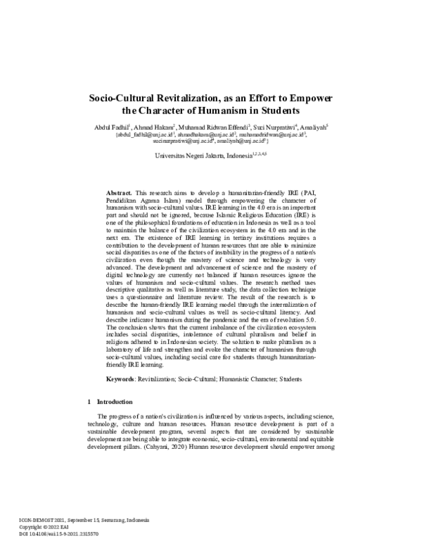 (PDF) Socio-Cultural Revitalization, as an Effort to Empower the ...